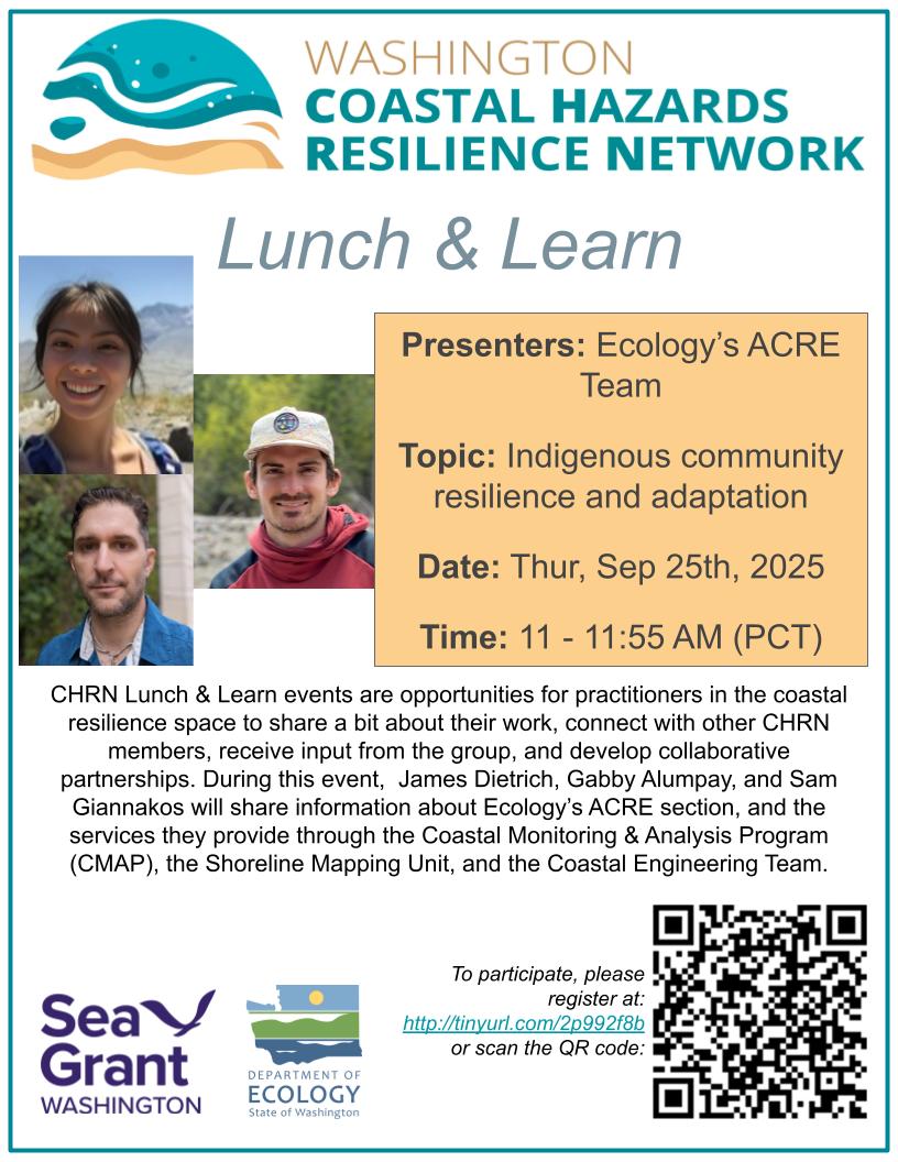 Lunch & Learn Flyers | Washington Coastal Hazards Resilience Network
